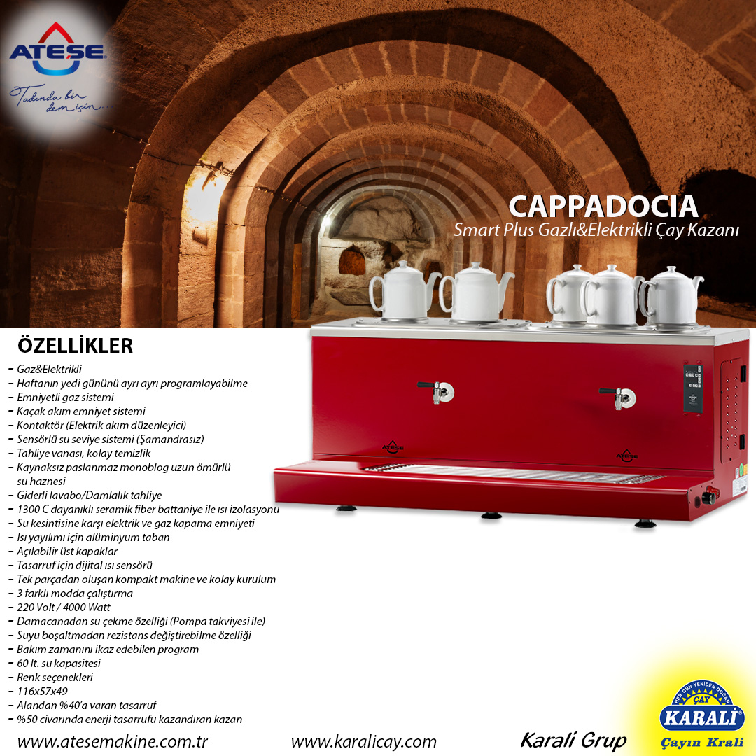 Ateşe Makine - Cappadocia Smart Plus Gaz&Elektrikli Boyalı