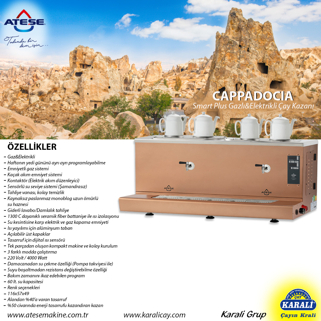 Ateşe Makine - Cappadocia Smart Plus Gaz&Elektrikli Boyalı